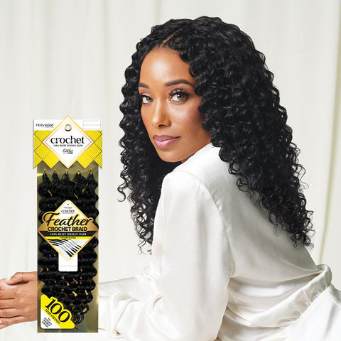 Zury Sis Hollywood Feather Crochet Braid - DEEP 14/18/22" - 100% Remy ...