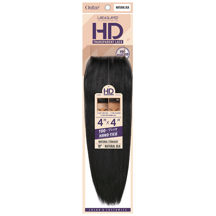 Outre Laid & Slayed 100% Unprocessed Human Hair 4x4 HD Hand-Tied Closu ...