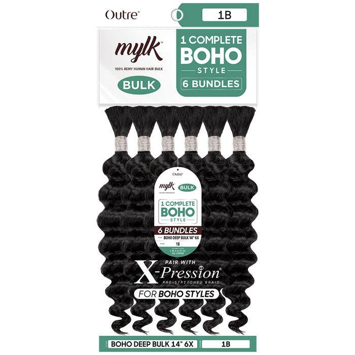 Outre Mylk 100% Remy Human Hair Bulk Braids 6 Bundles - BOHO DEEP BULK ...