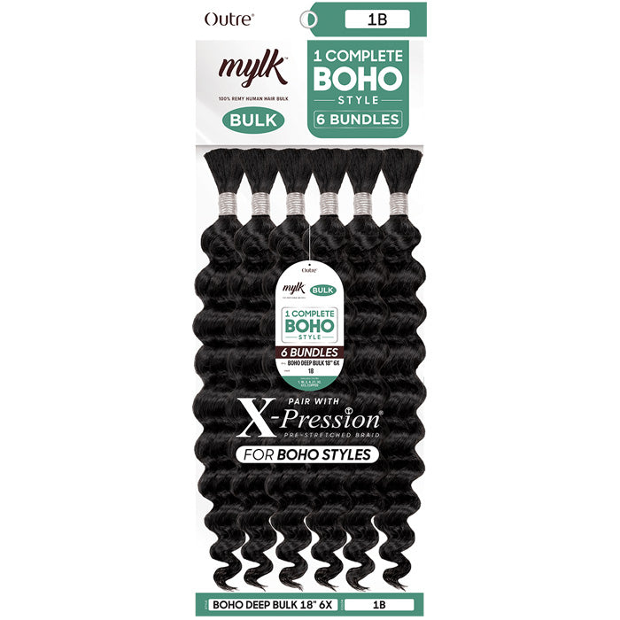 Outre Mylk 100% Remy Human Hair Bulk Braids 6 Bundles - BOHO DEEP BULK ...
