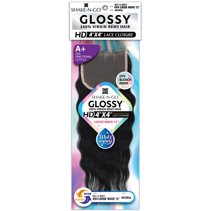 Shake N Go Glossy 100% Virgin Remy Hair A+ Wet & Wavy HD 4x4 Lace Clos ...