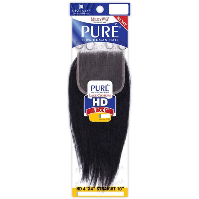 Milky Way Pure 100% Human Hair 4x4 HD Lace Closure - STRAIGHT 10 ...