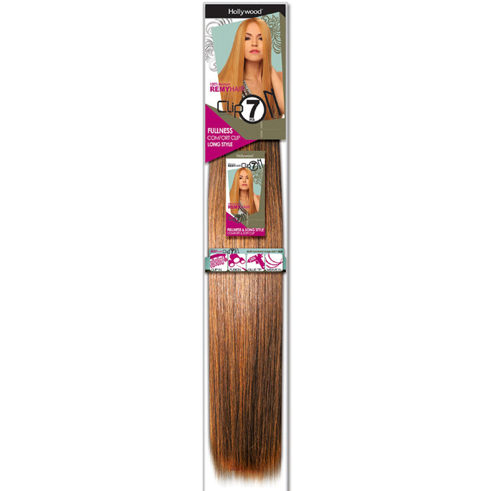 Hollywood 100% Remy Human Hair Extension Weave CLIP ON 7 STRAIGHT 14/1 ...