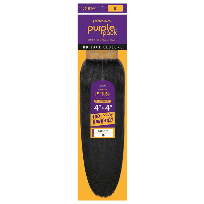 Outre Premium Purple Pack Human Hair 4x4 HD Lace Closure - YAKI 10/12 ...