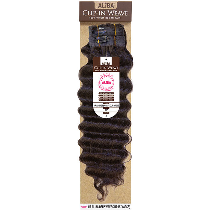 Janet Collection 100% Human Hair 11A Aliba Deep Wave 8pcs Clip-In Weav ...