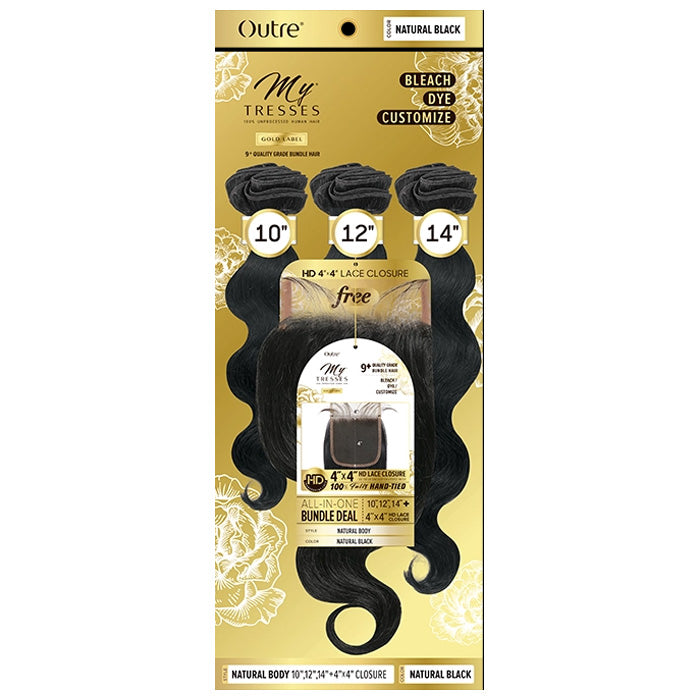 OUTRE MYTRESSES GOLD LABEL 100% HUMAN HAIR WEAVE WITH CLOSURE - NATURA ...