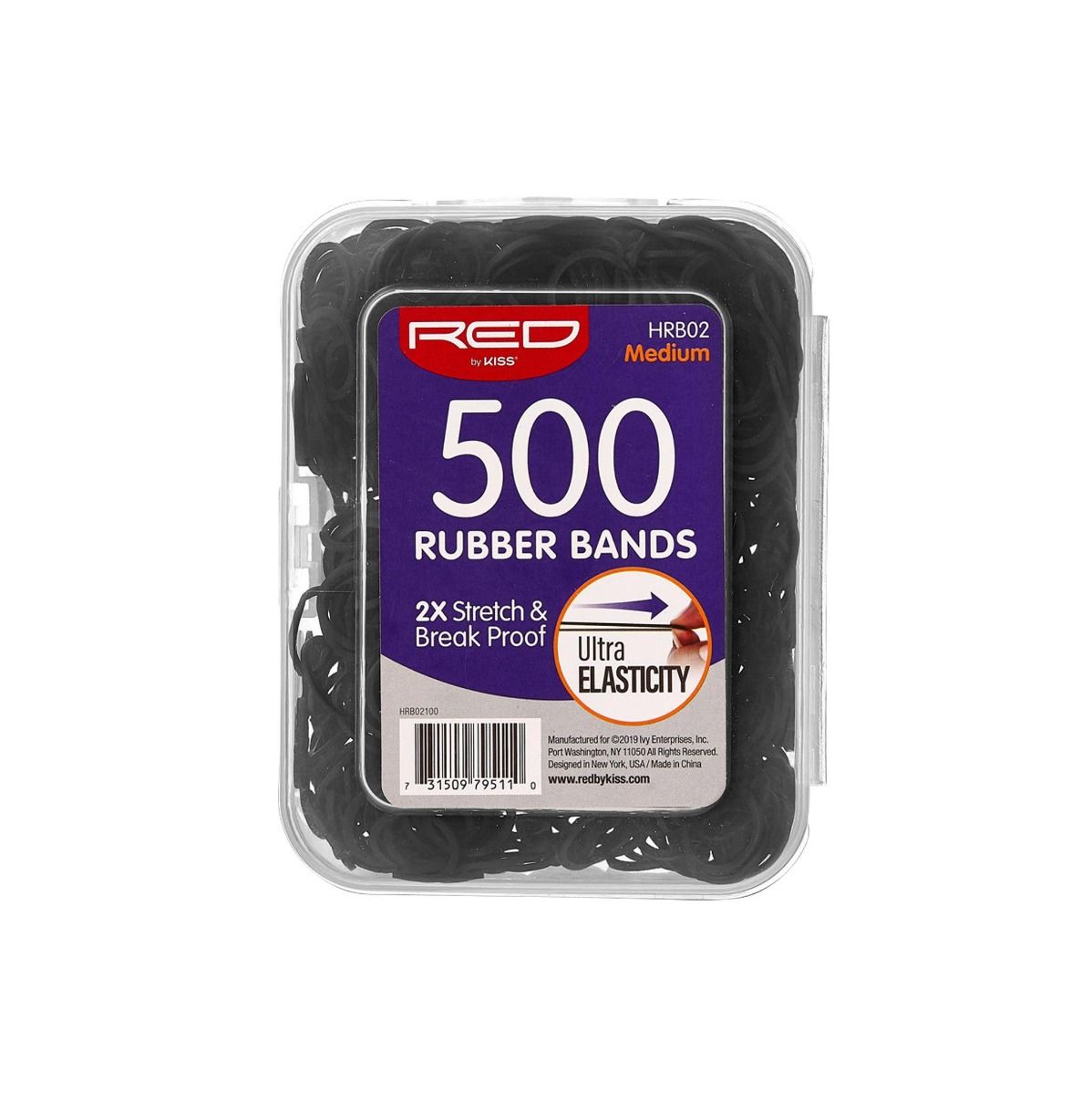 RED by Kiss Medium Ultra Elastic Rubber Bands in a Case (500/1000 pcs ...