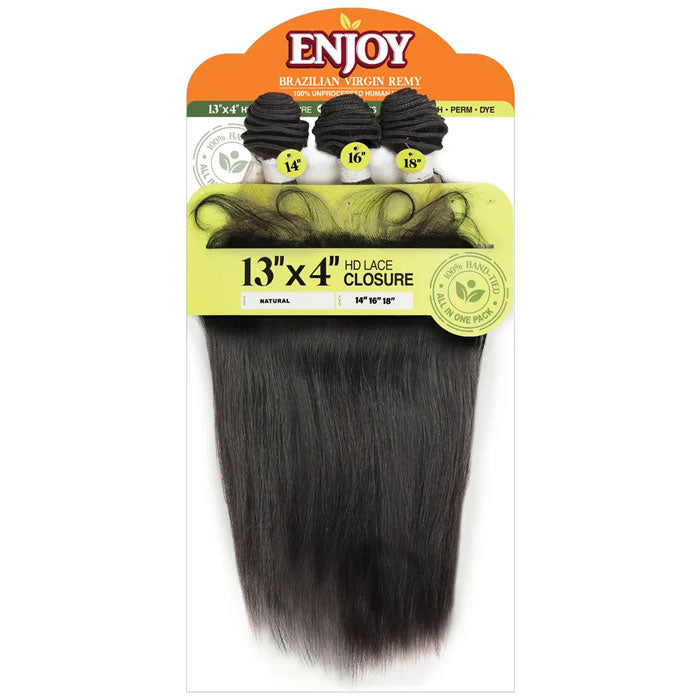 Zury Sis ENJOY 100% Human Hair Weave 10"-20" + 13x4 HD Lace Closure ...